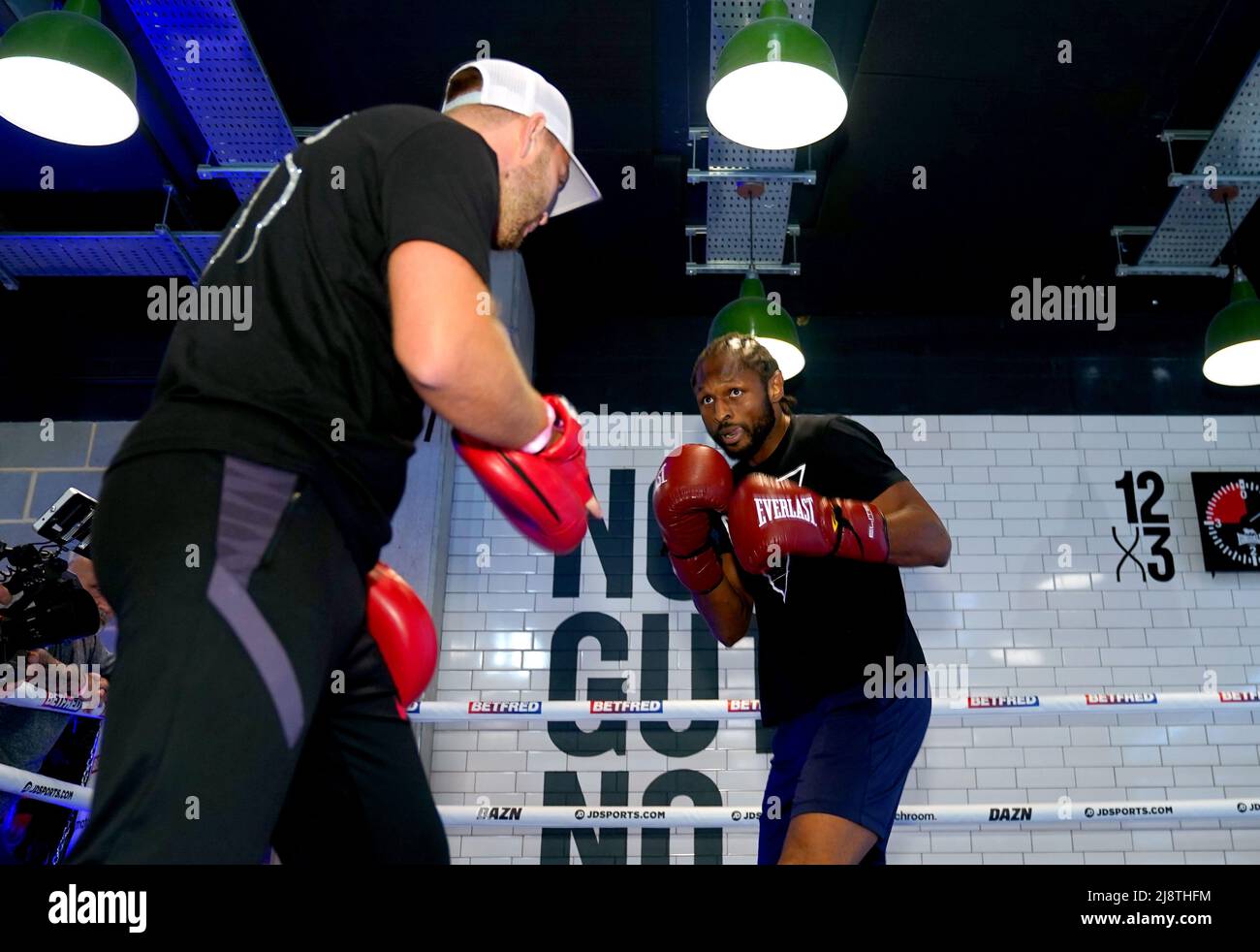 Craig Richards (right) during a media workout at 12X3 Boxing, London ...