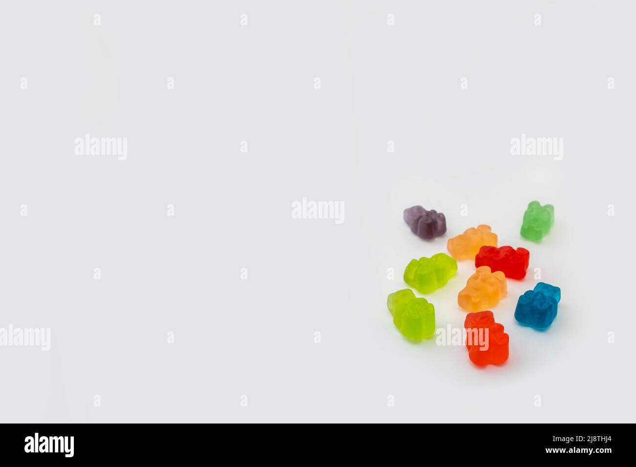 Colorful set of CBD infused medicinal candy gummies used for healing on ...