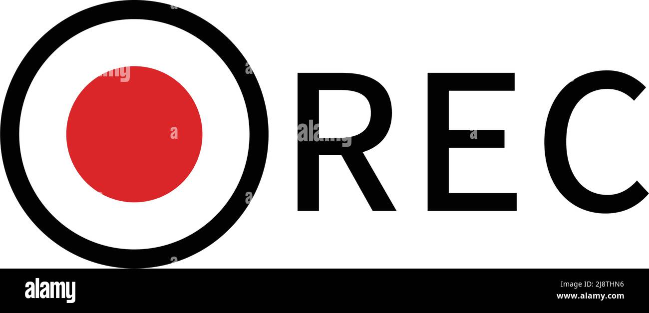 Recording sign in red. Editable vector. Recording button Stock Vector ...