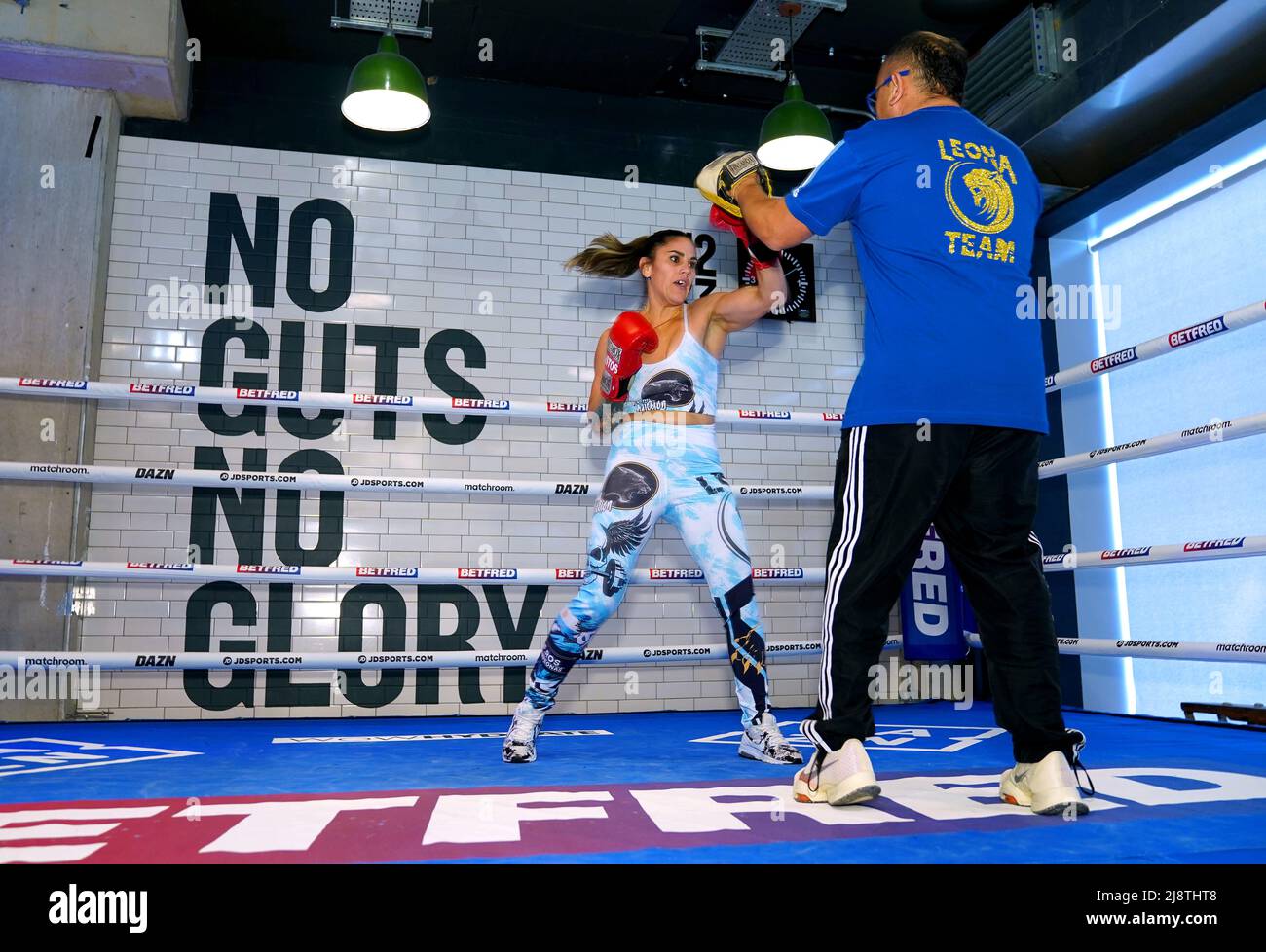 Victoria Bustos during a media workout at 12X3 Boxing, London. Picture ...