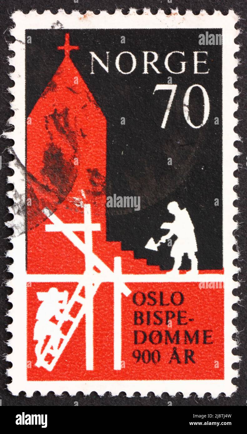 NORWAY - CIRCA 1971: a stamp printed in the Norway shows Building of ...