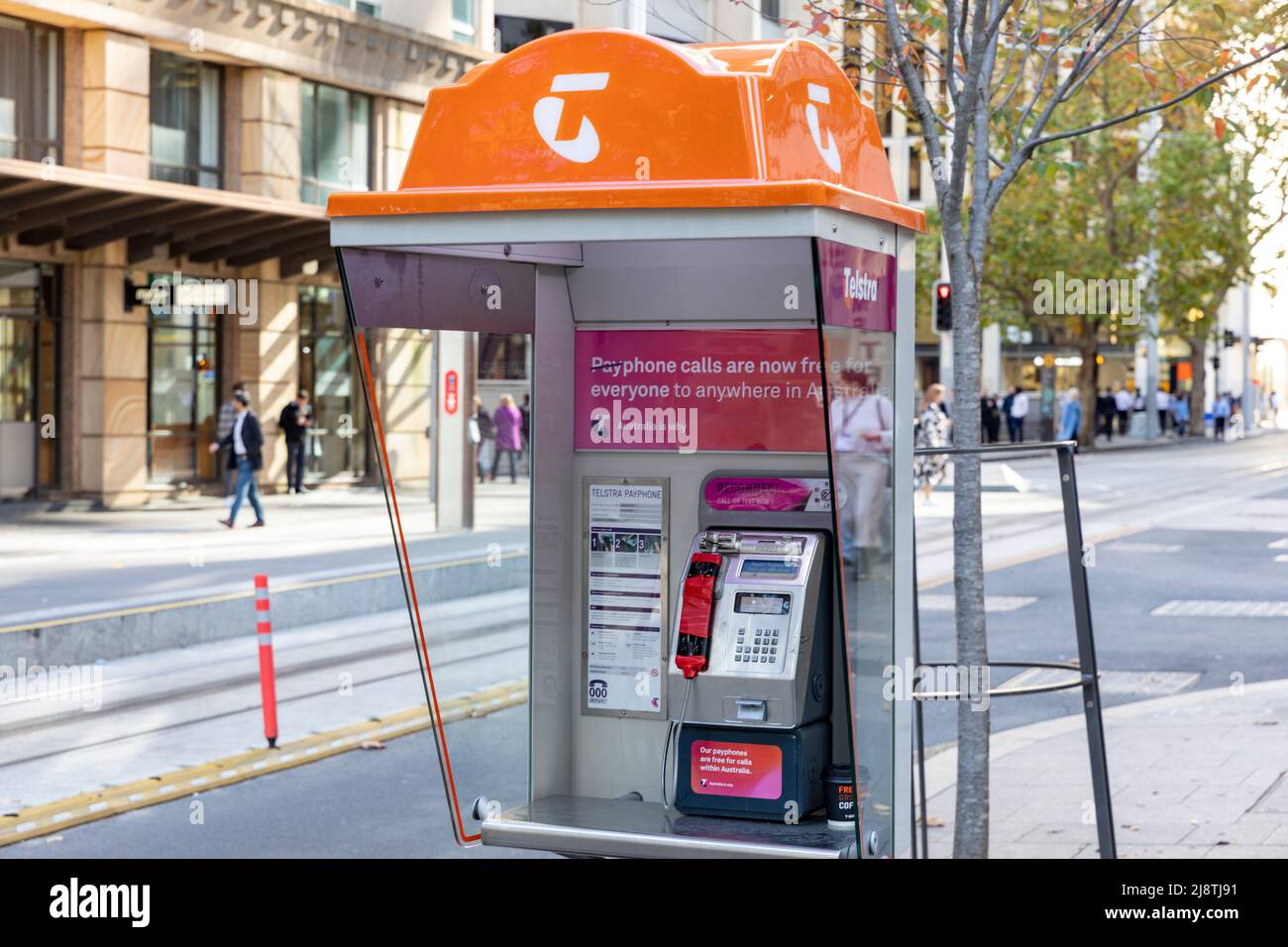 Telstra street pay phone with free local calls in George street Sydney ...