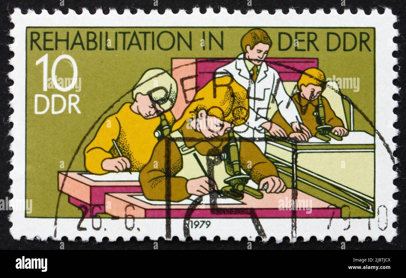 DDR - CIRCA 1979: a stamp printed in DDR shows Hospital Classroom ...
