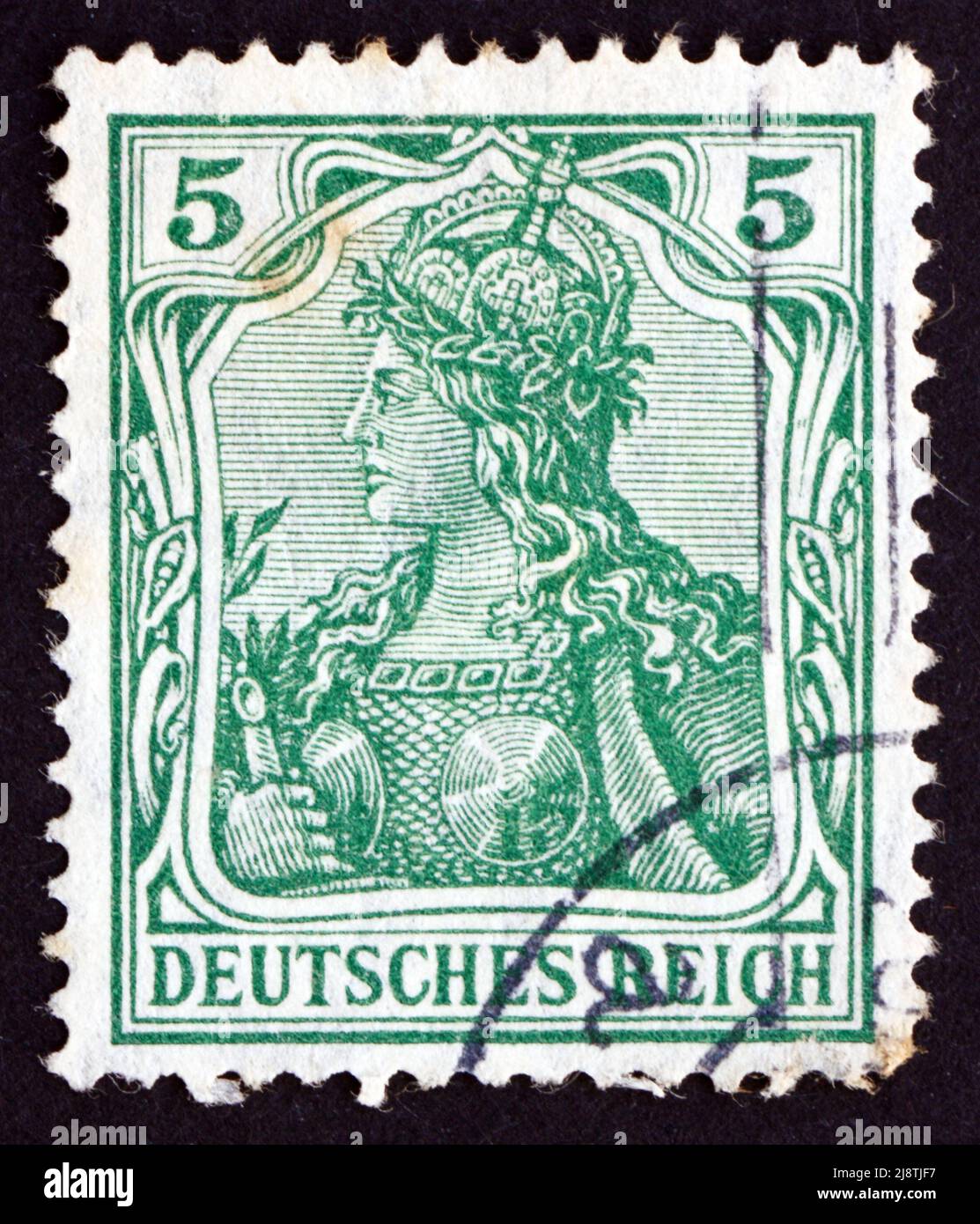 GERMANY - CIRCA 1902: a stamp printed in the Germany shows Germania ...