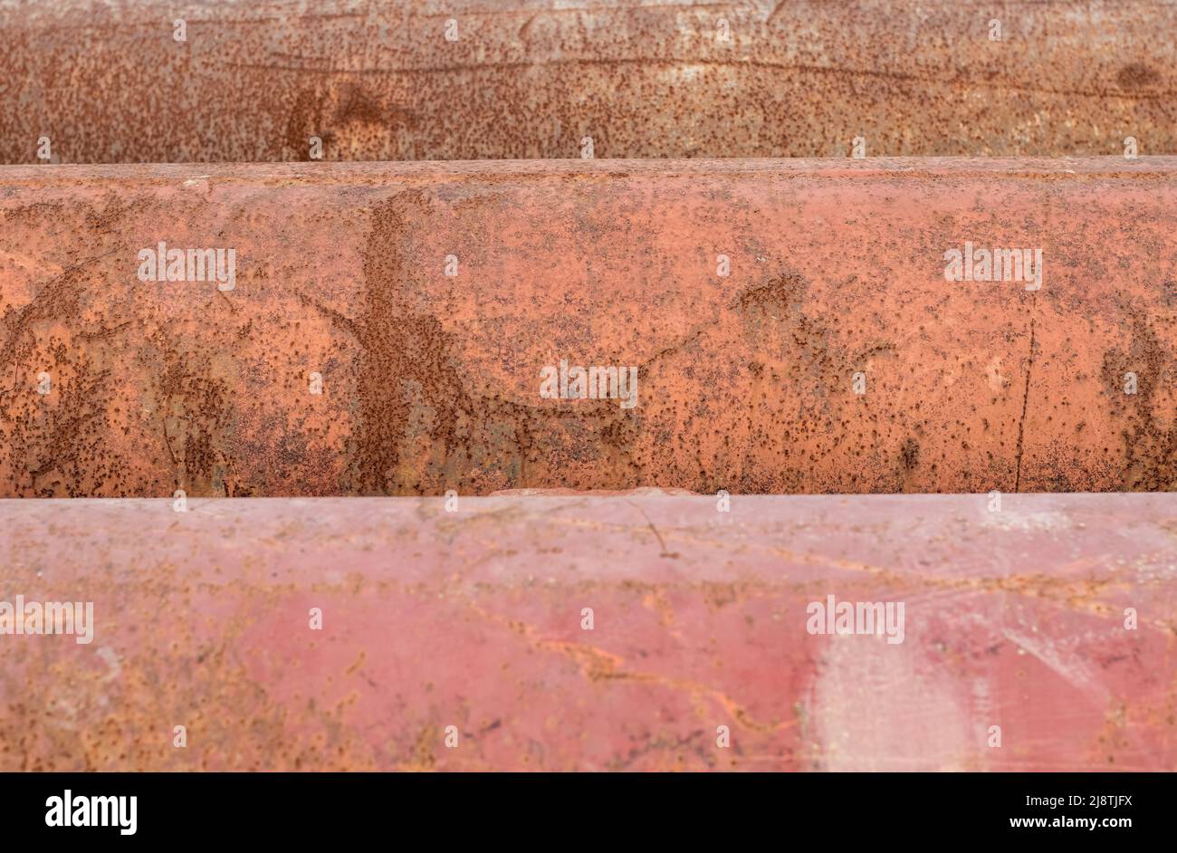 Selective focused close up top view of rustic old metal pipes Stock ...