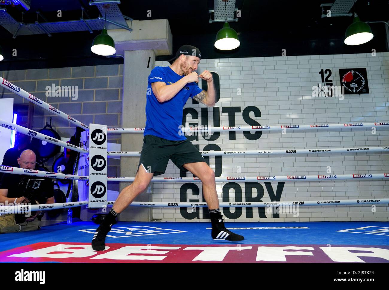 Robbie Davies Jr during a media workout at 12X3 Boxing, London. Picture ...