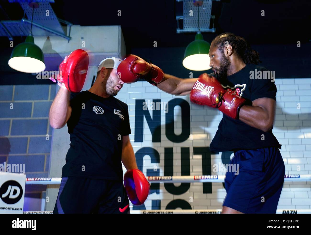 Craig Richards (right) during a media workout at 12X3 Boxing, London ...