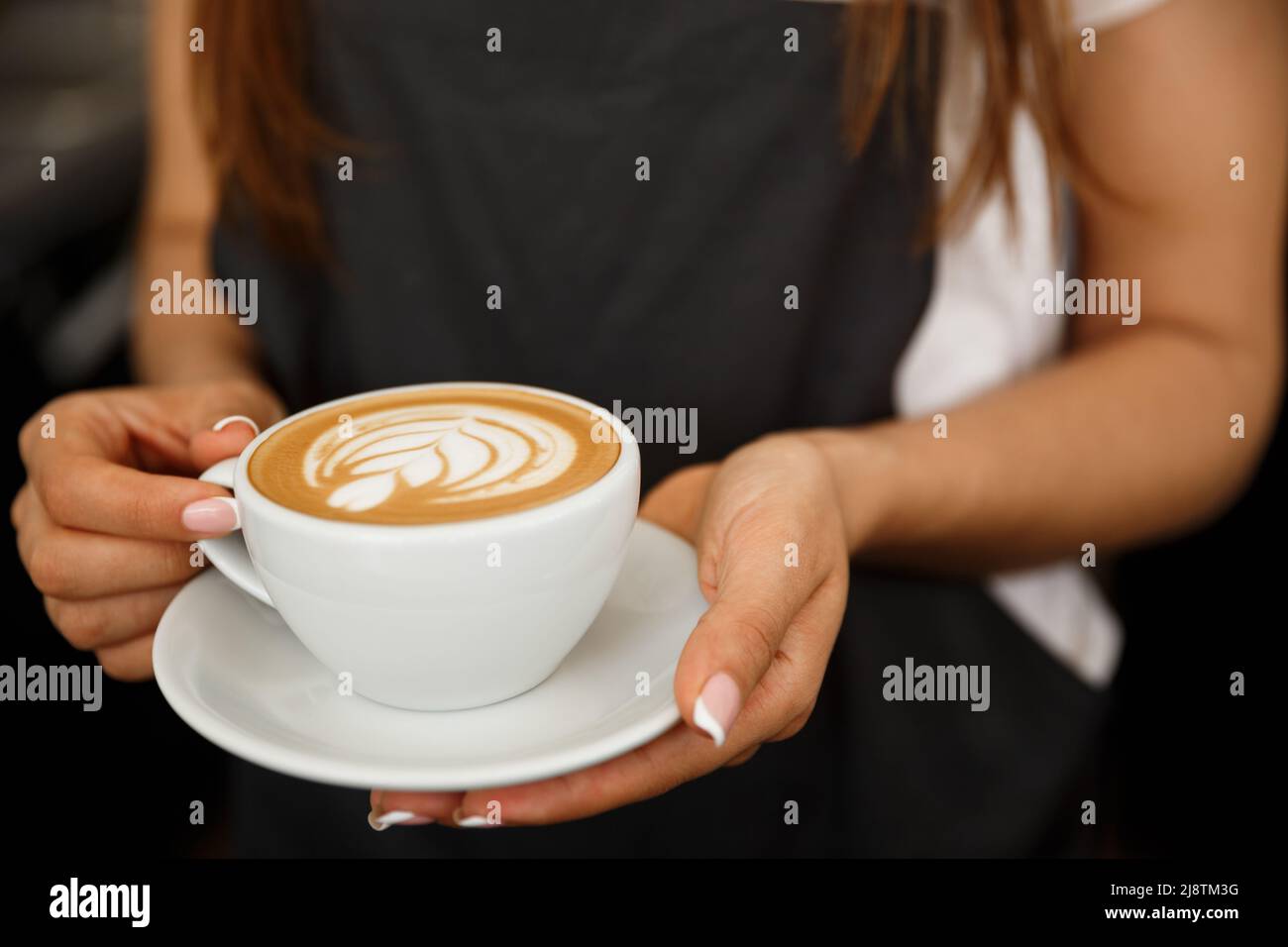Coffee Business Concept - Cropped Close up of female serving coffee ...