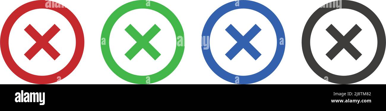 A set of colorful icons with a cross mark symbol. Editable vector Stock ...