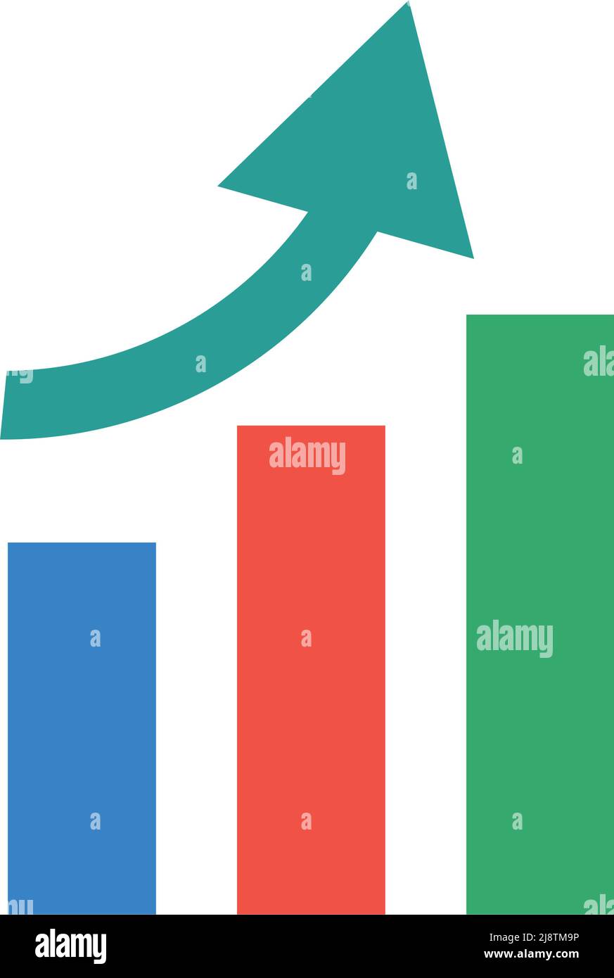 Compact rising arrow and bar graph icon. Editable vector Stock Vector ...