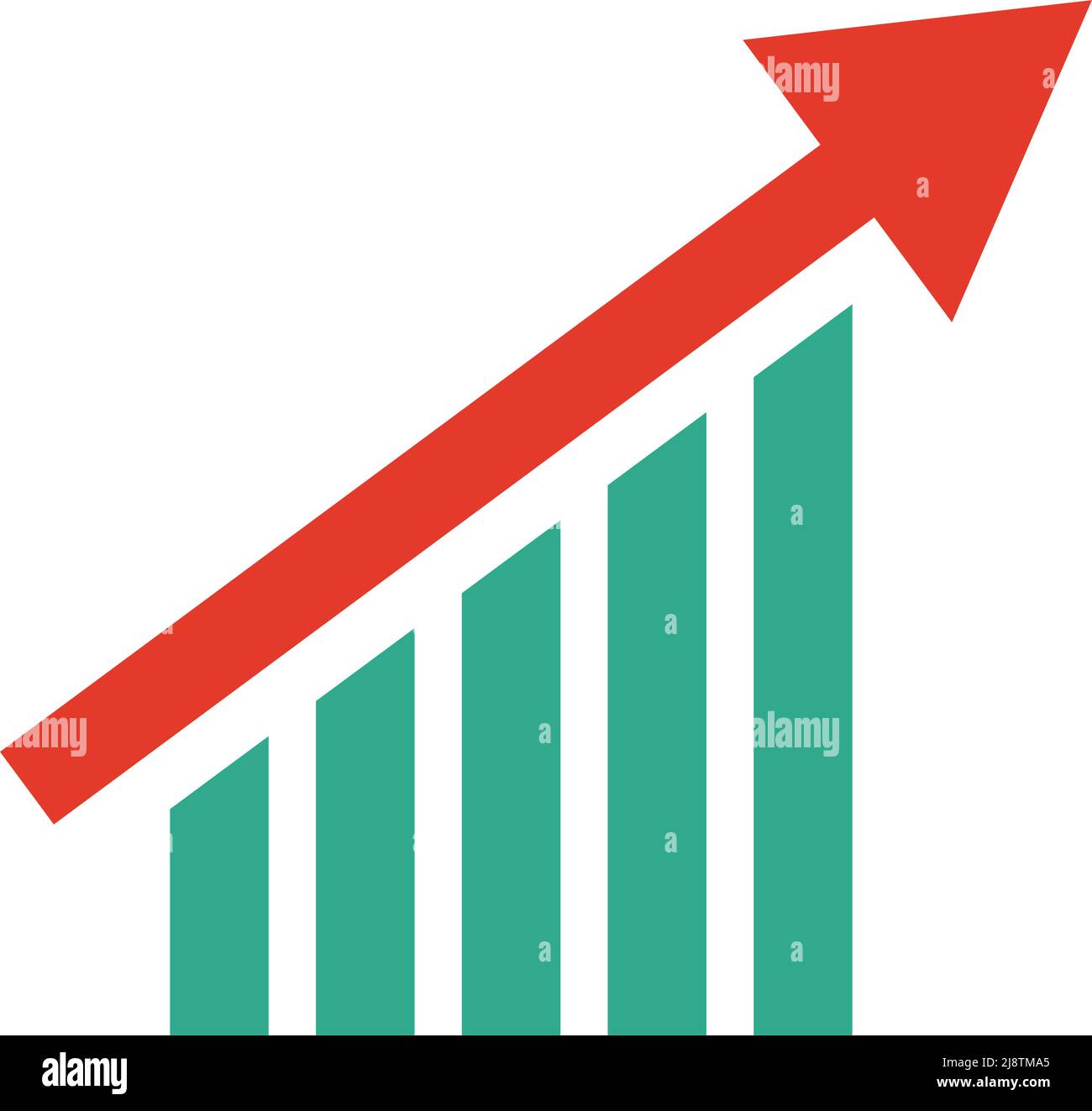 Rising arrow and bar graph icon. Editable vector Stock Vector Image ...