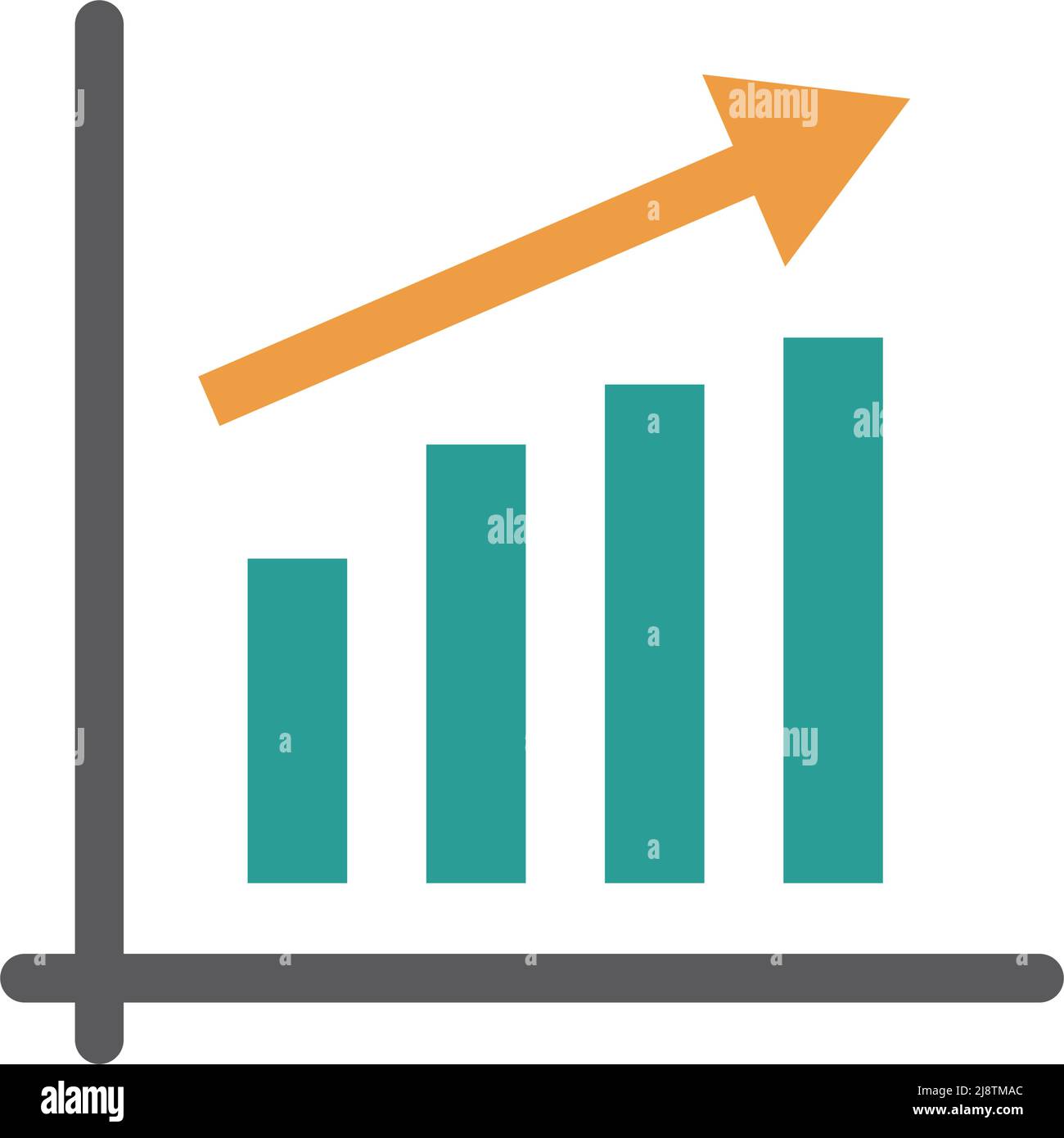 Bar graph and rising arrow icon. Editable vector Stock Vector Image ...
