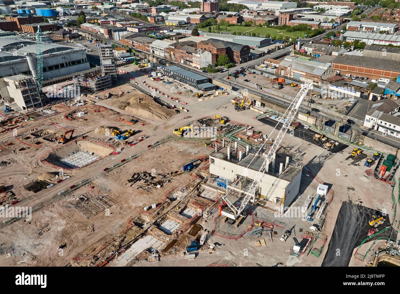 A general aerial view of Bramley-Moore Dock during the construction of ...