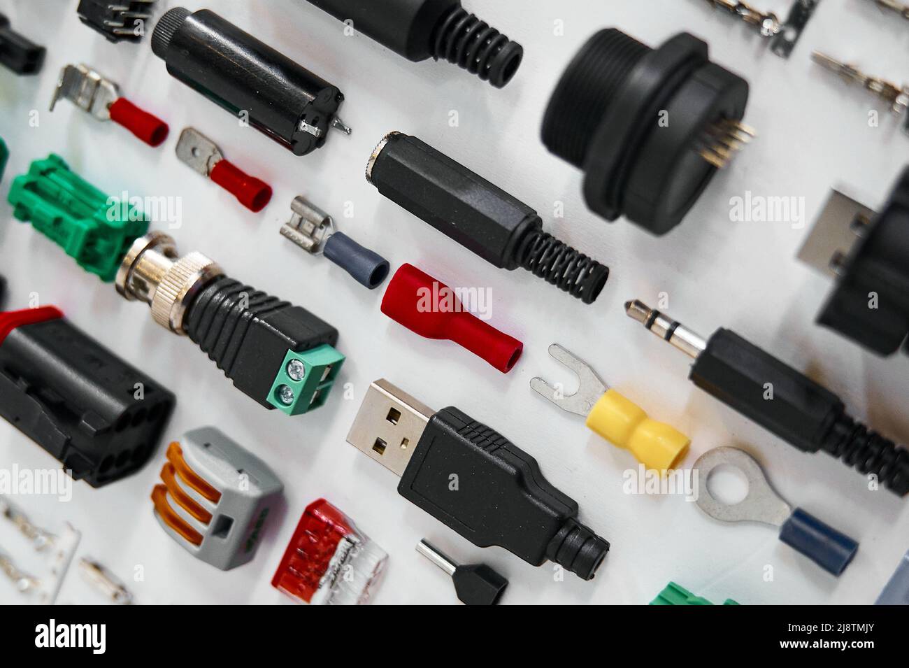 Set of different plugs and connectors of electric equipment Stock Photo ...
