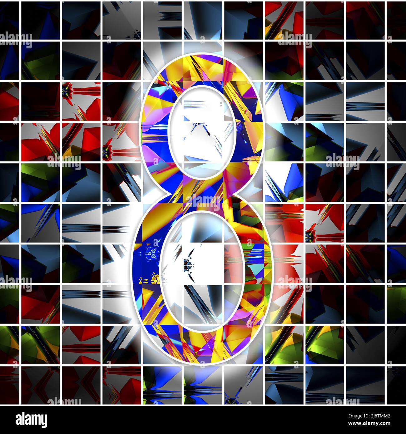 Graphic with the number 8 in colorful kaleidoscope style Stock Photo ...