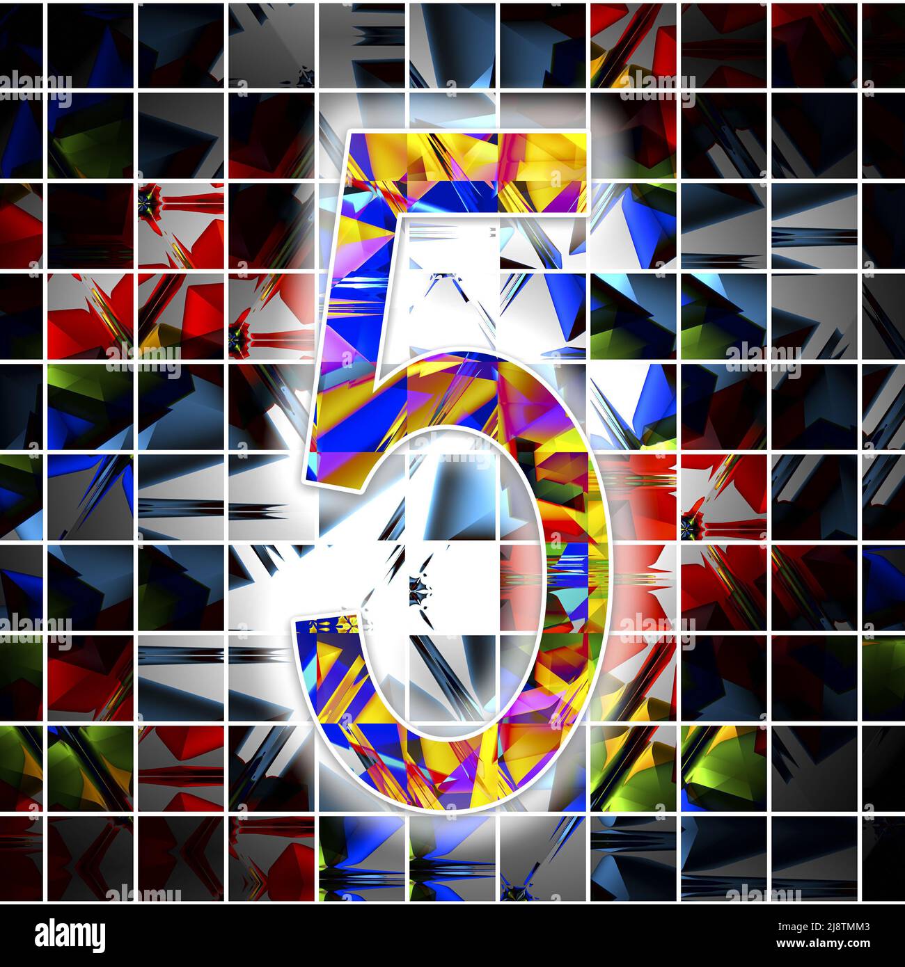 Graphic with the number 5 in colorful kaleidoscope style Stock Photo ...