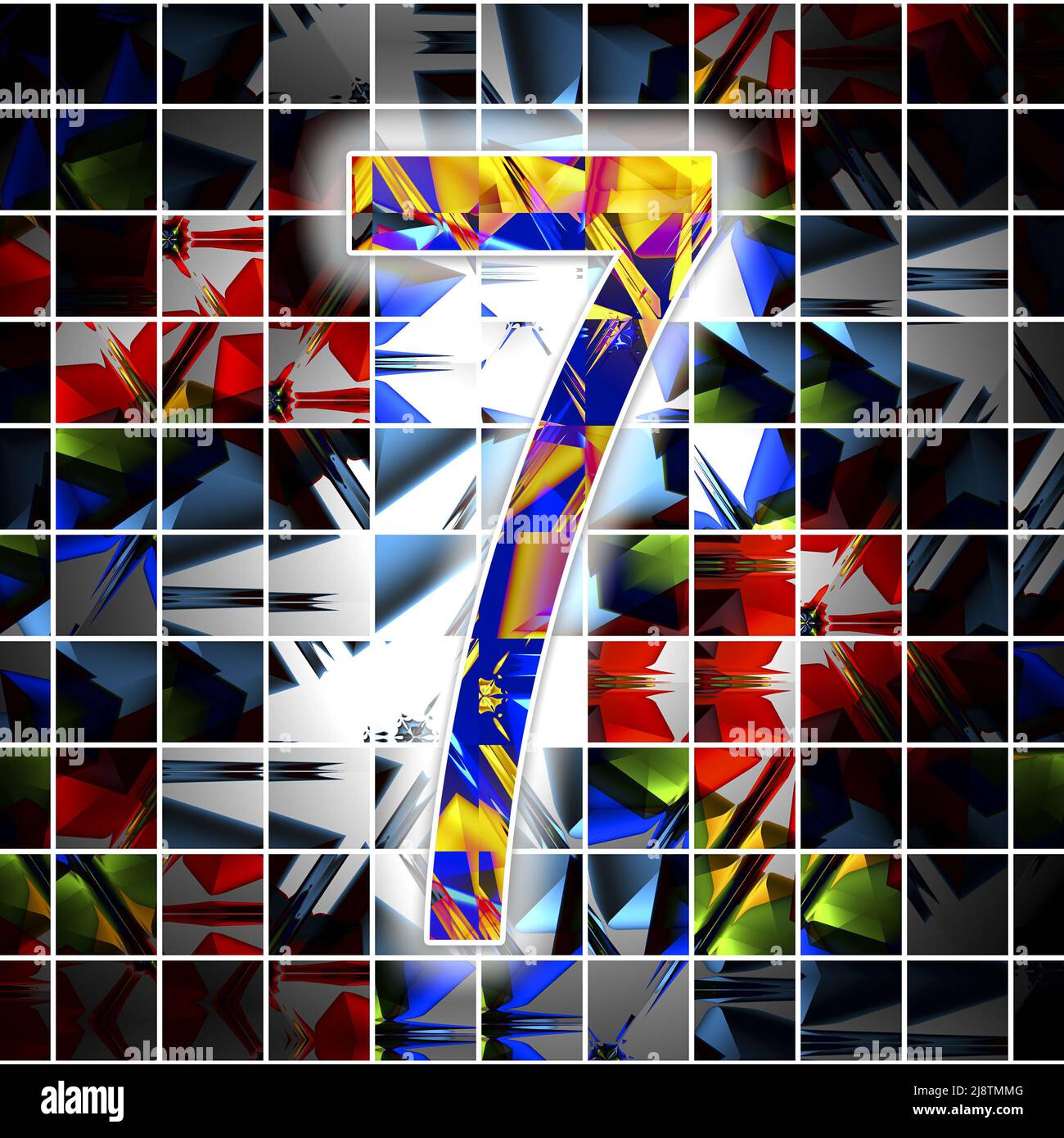 Graphic with the number 7 in colorful kaleidoscope style Stock Photo ...