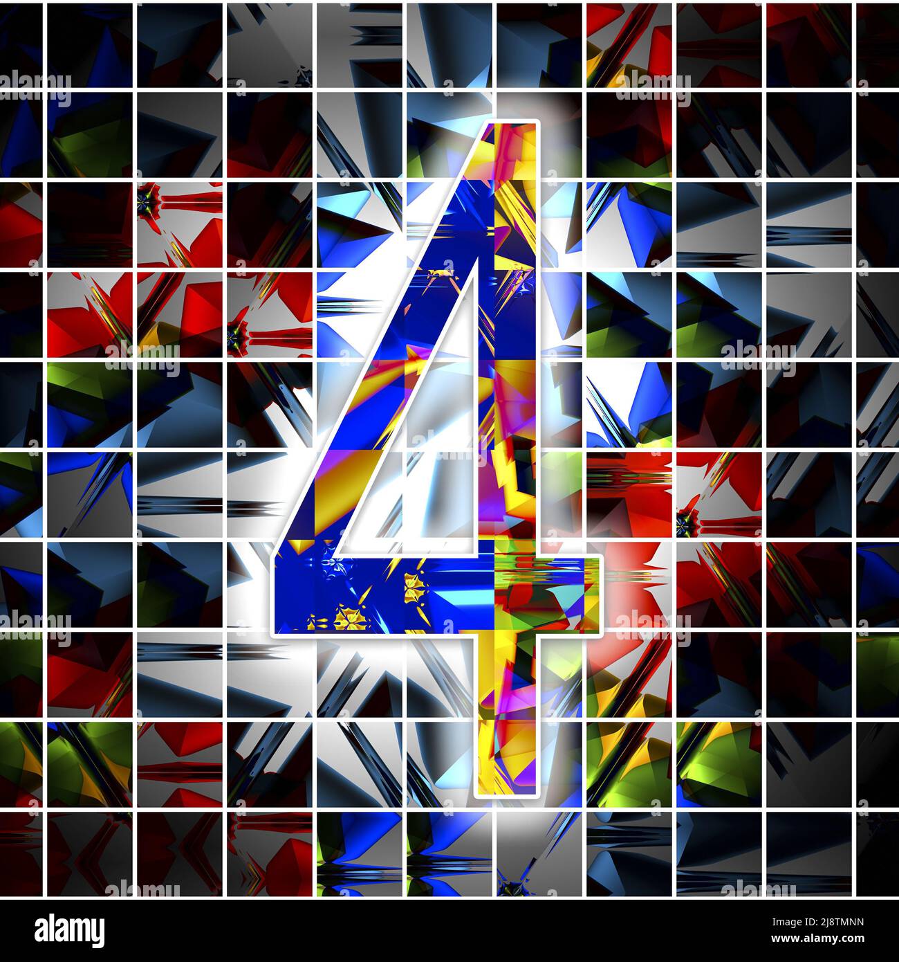 Graphic with the number 4 in colorful kaleidoscope style Stock Photo ...