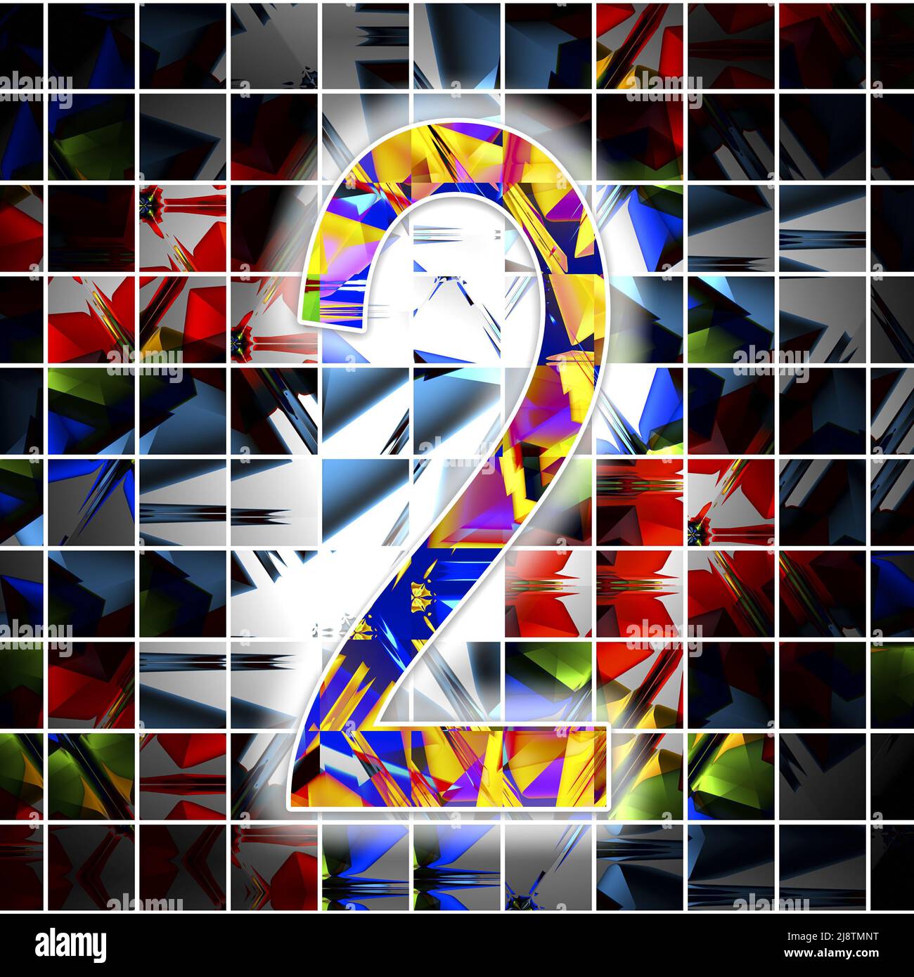 Graphic with the number 2 in colorful kaleidoscope style Stock Photo ...
