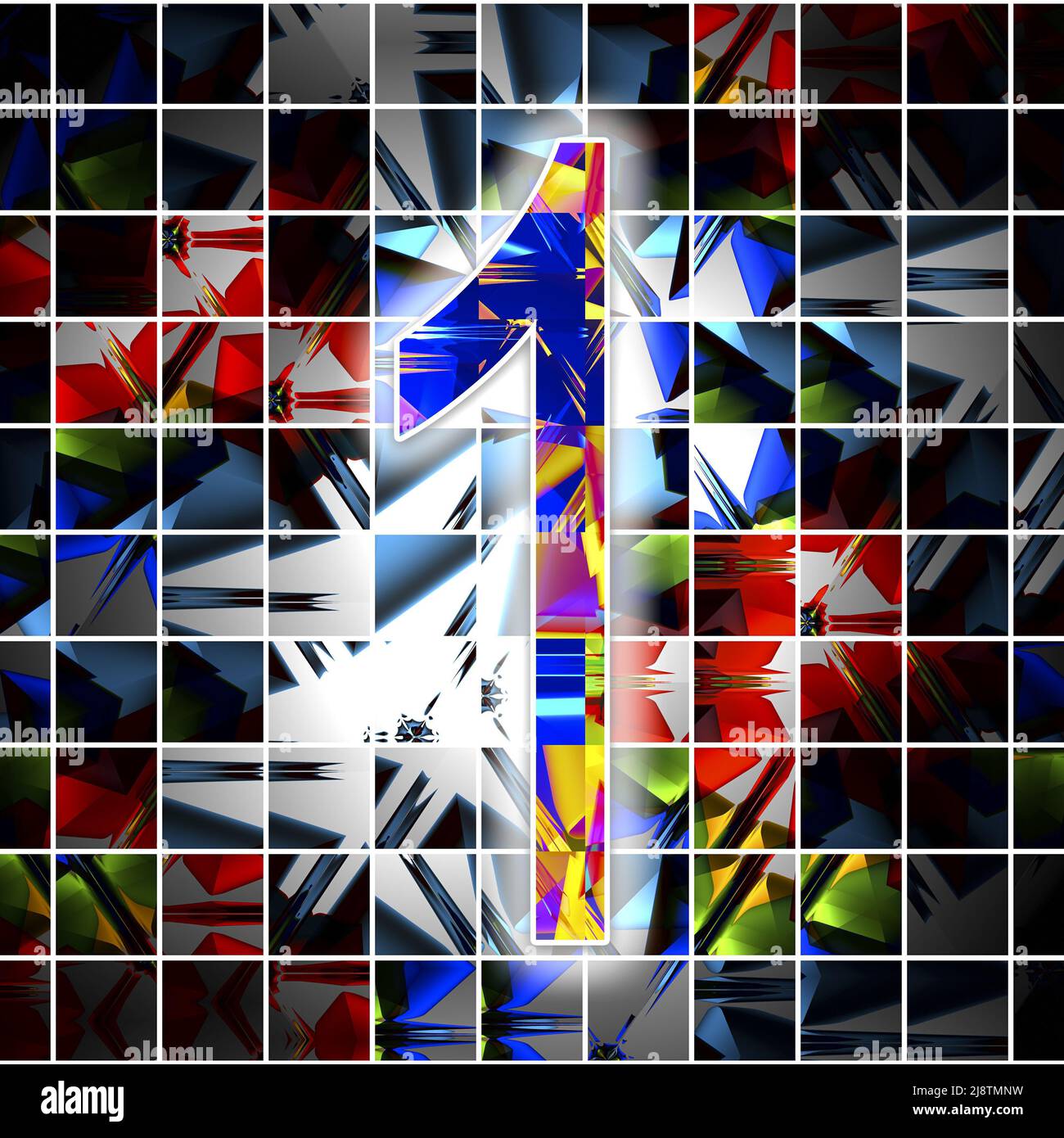 Graphic with the number 1 in colorful kaleidoscope style Stock Photo ...