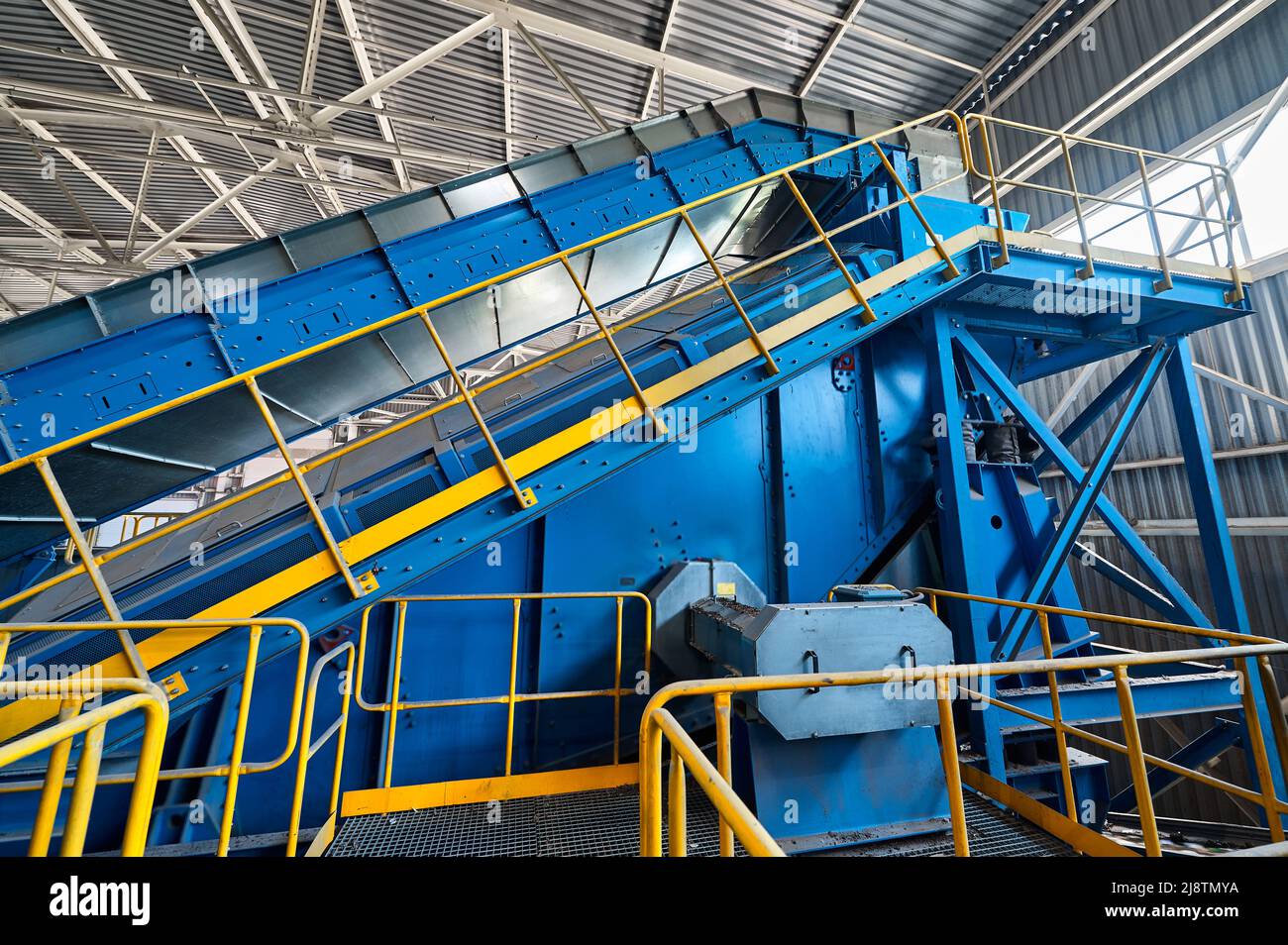 Conveyor belt transports sorted litter at recycling plant Stock Photo ...