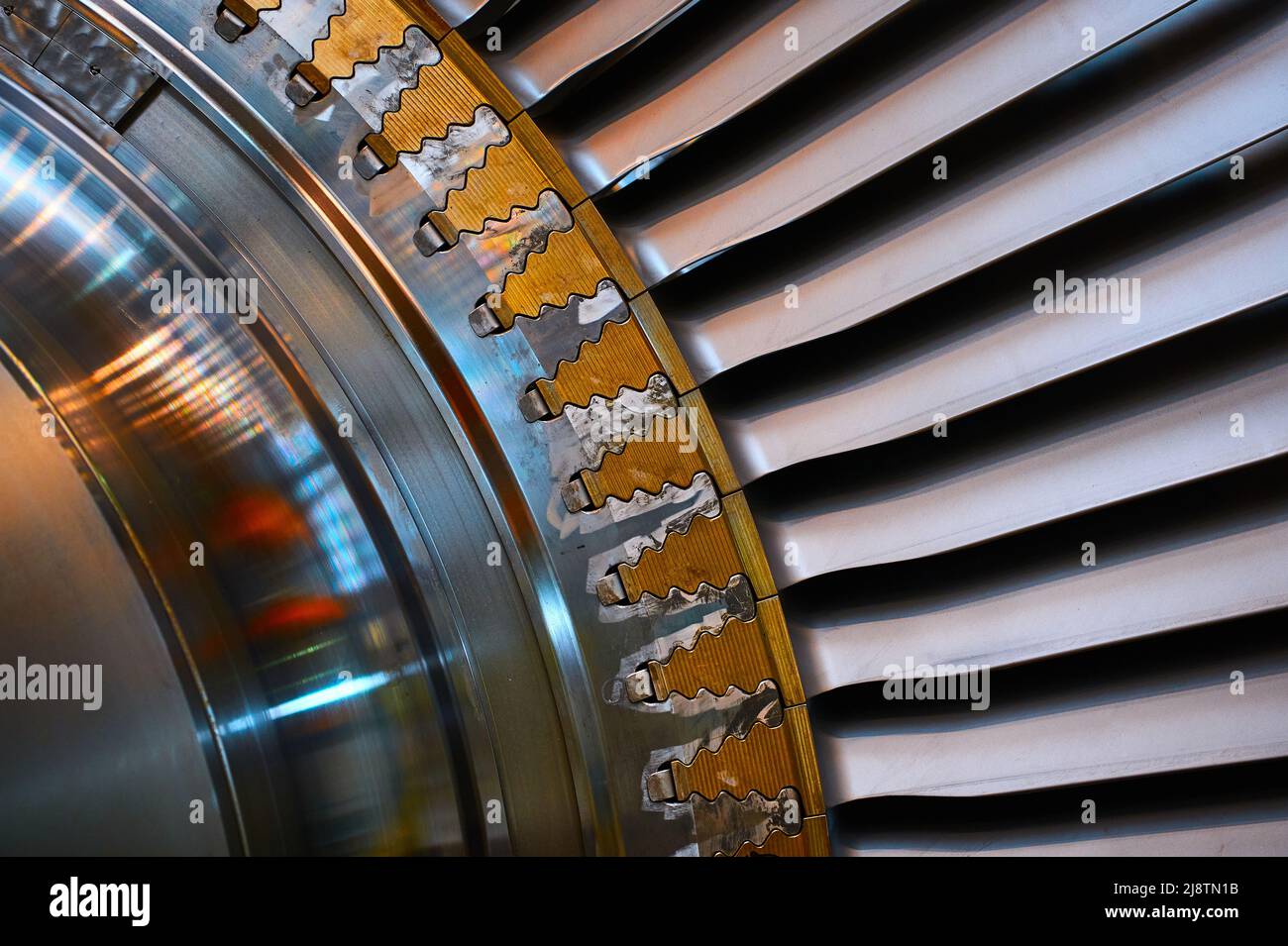 Shaft and blades of a powerful steam turbine. Elements for fastening ...