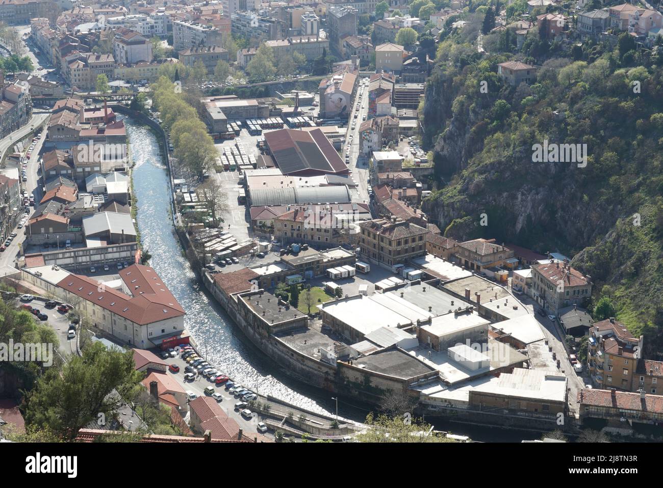 Panorama of Rijeka the port of Croatia from the top of Trsat castle ...