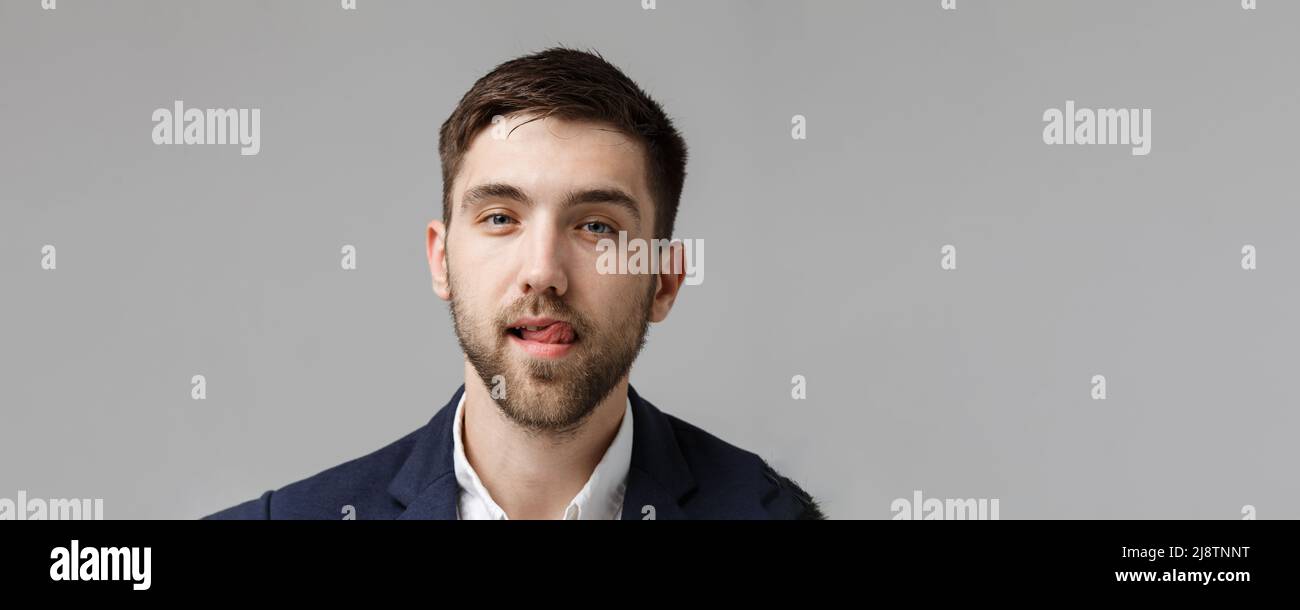 Business Concept - Portrait handsome happy handsome business man in ...