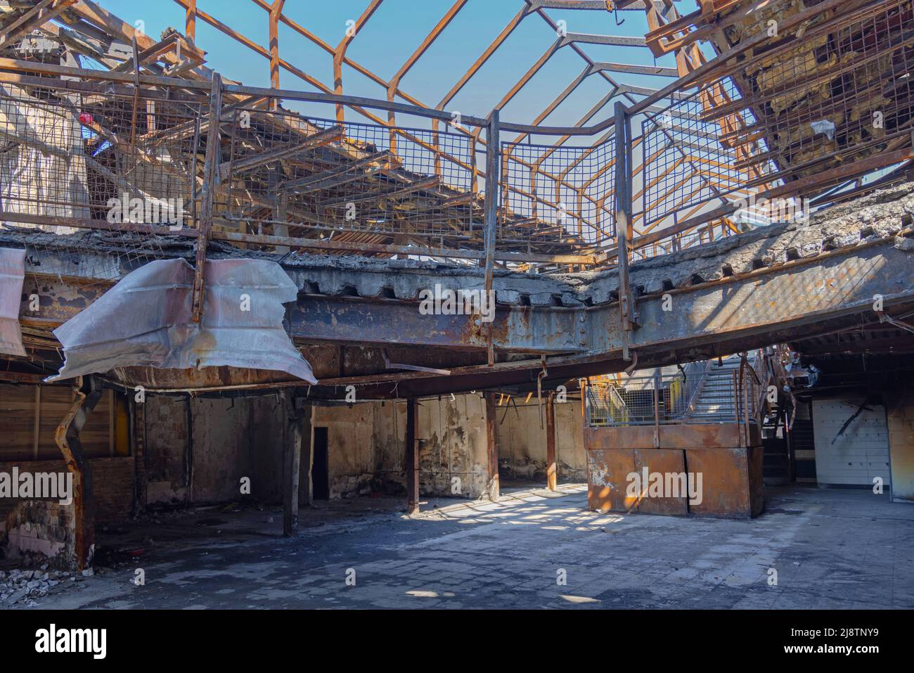 Bended Steel Beams Structure Shopping Centre Inferno Damage After Fire ...