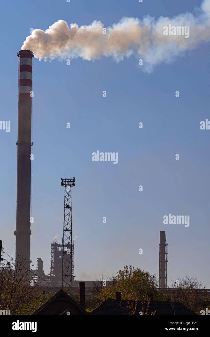 Steel Mill Factory Chimney Air Pollution Global Warming Stock Photo - Alamy
