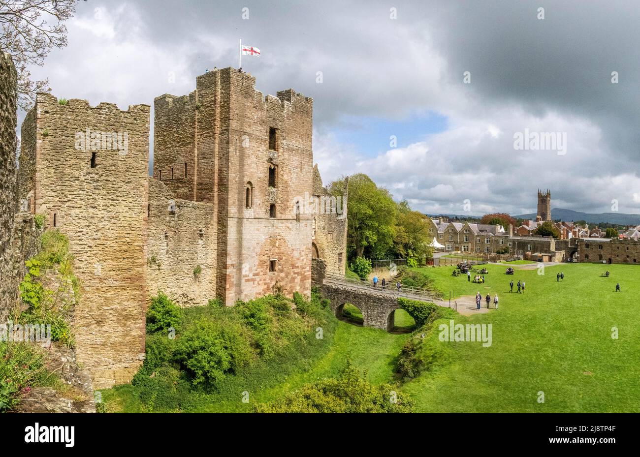 Ludlow castle Norman keep and inner bailey in Shropshire UK Stock Photo ...