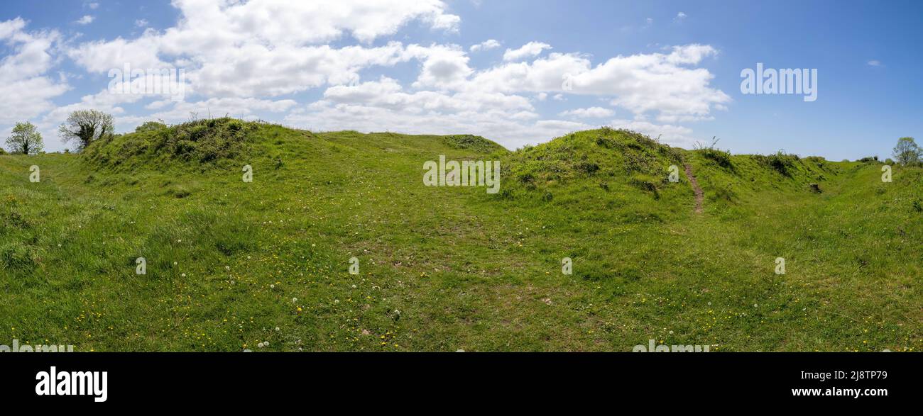 Panoramic view of the north entrance to Cadbury Camp a large iron age ...