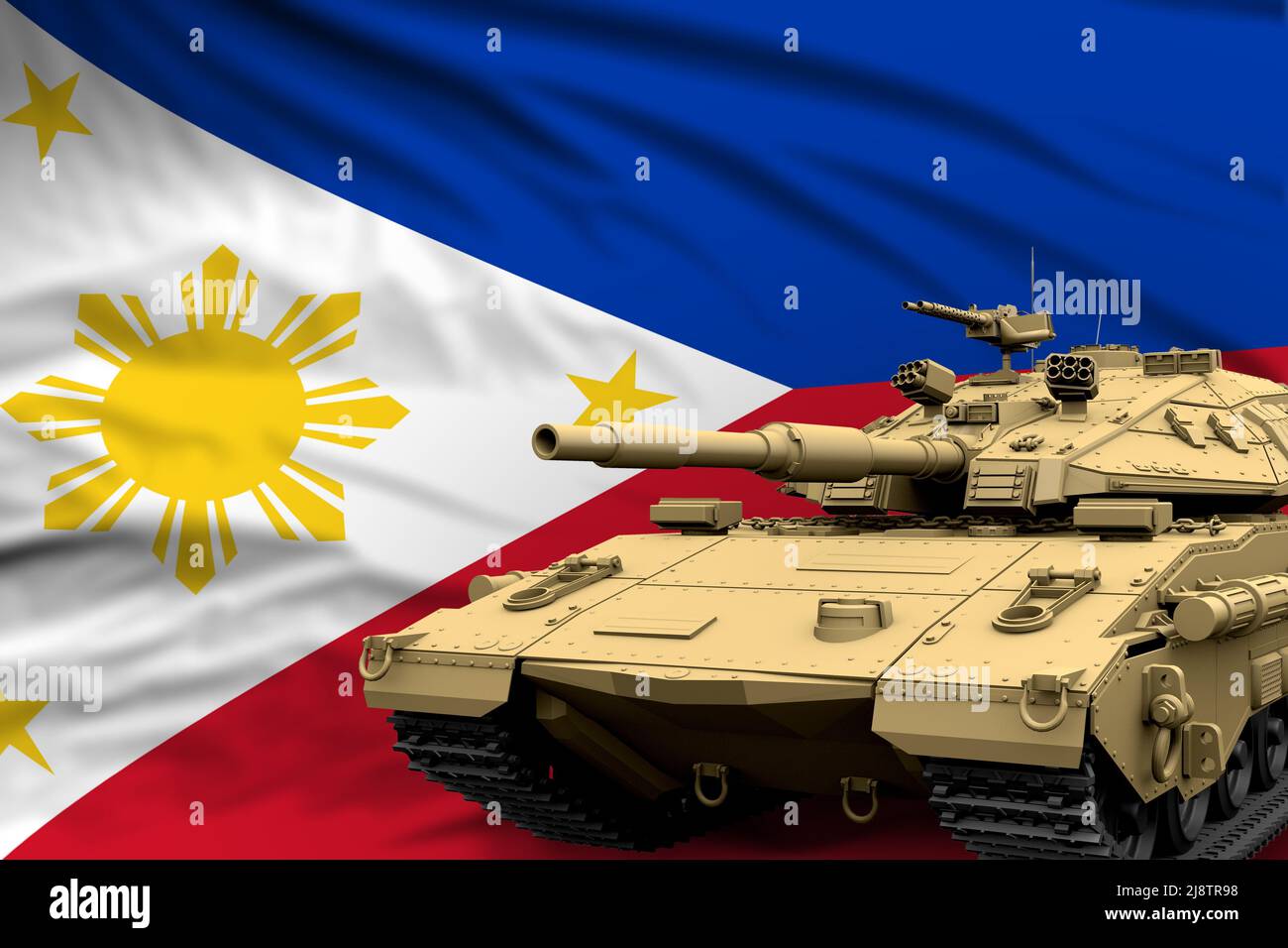Heavy tank with fictional design on Philippines flag background ...