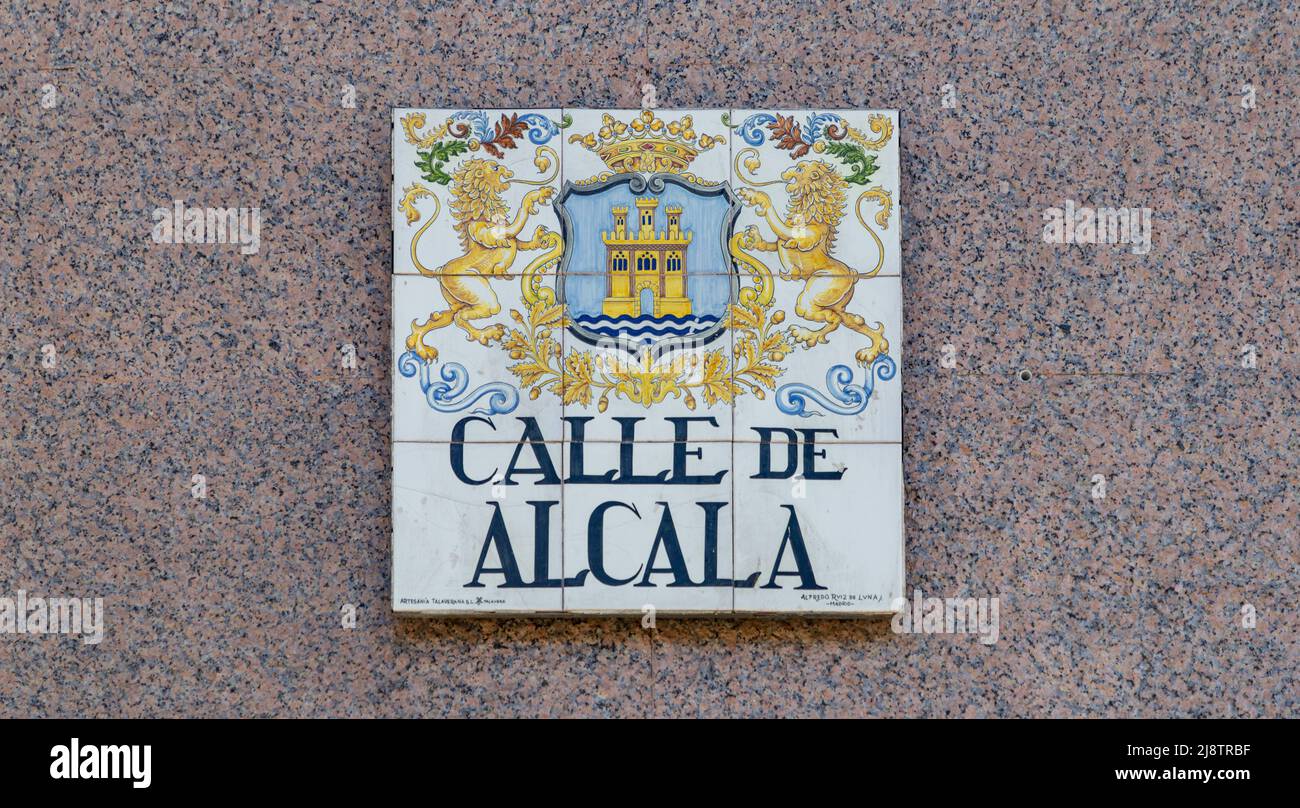 A picture of the Calle de Alcala street sign Stock Photo - Alamy