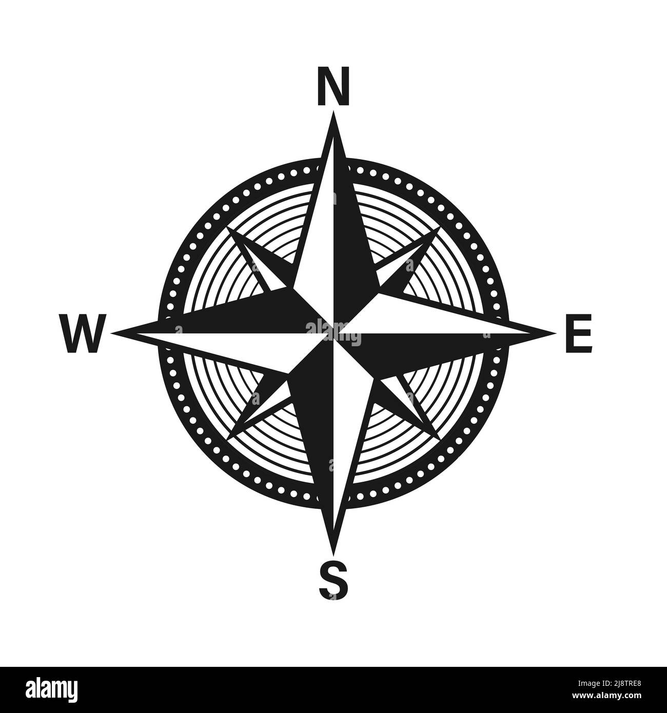 Vintage marine wind rose, nautical chart. Monochrome navigational ...