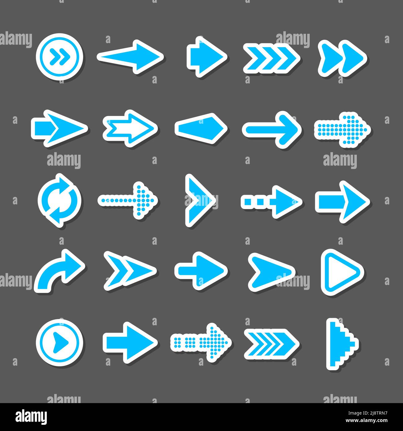 Colorful arrow stickers set. Blue cursor icons, pointers collection ...