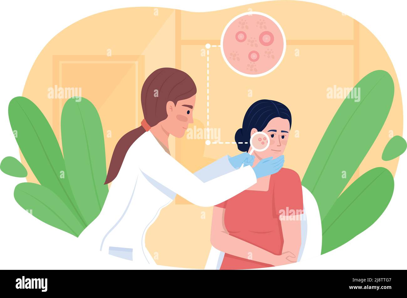 Doctor examining skin female patient Stock Vector Images - Alamy