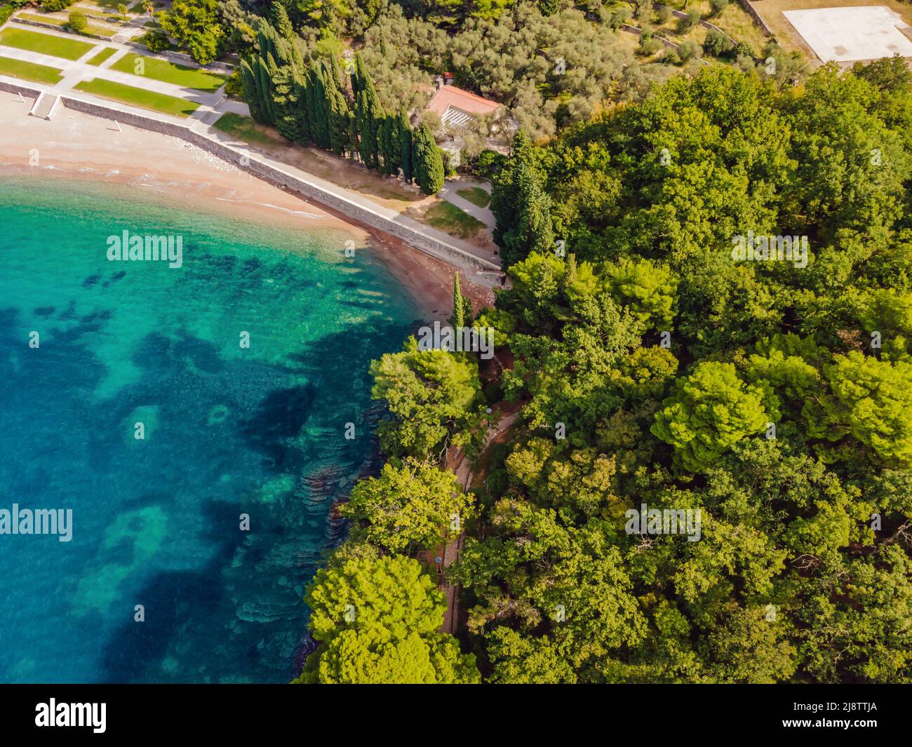 Aerial view of sea waves and fantastic Rocky coast, Montenegro Stock ...