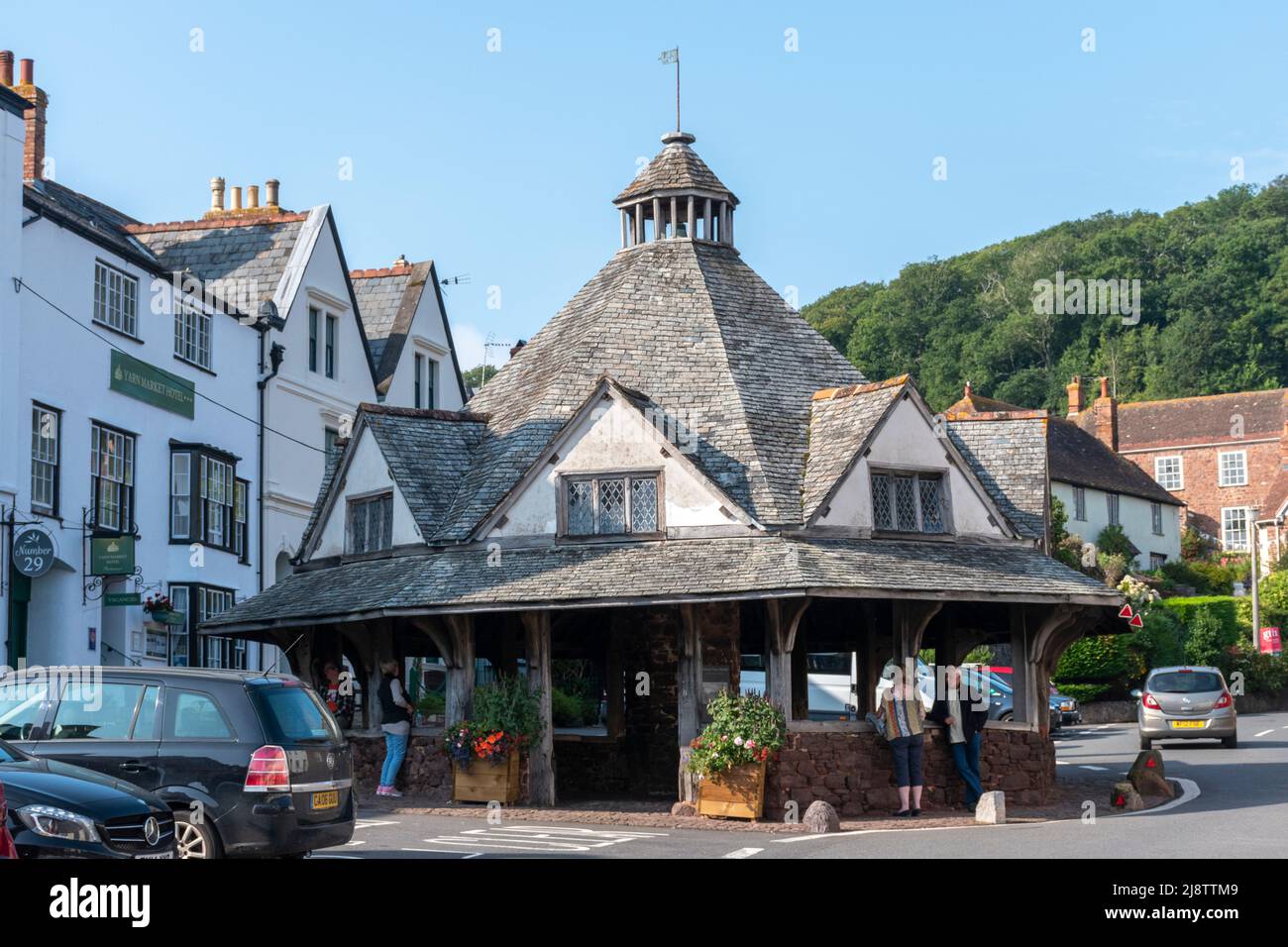 The medieval village of Dunster in Somerset within the Exmoor National ...