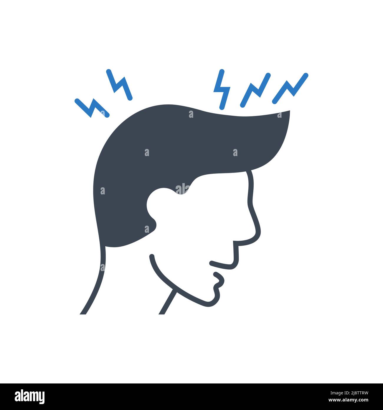 Headache related vector glyph icon. Head of man with headache. Headache ...