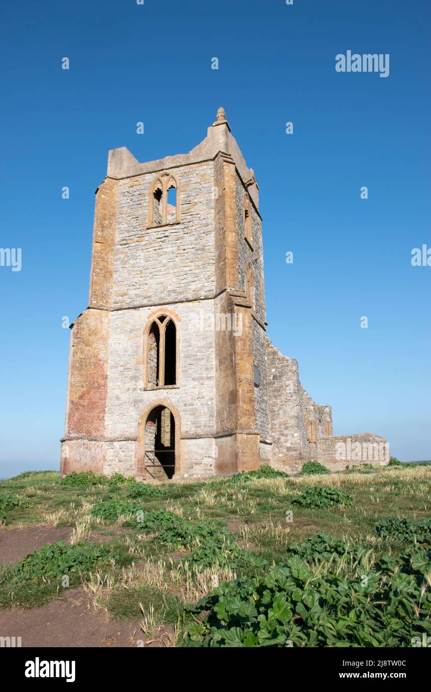 Burrow Mump in the village of Burrowbridge, Somerset Stock Photo - Alamy