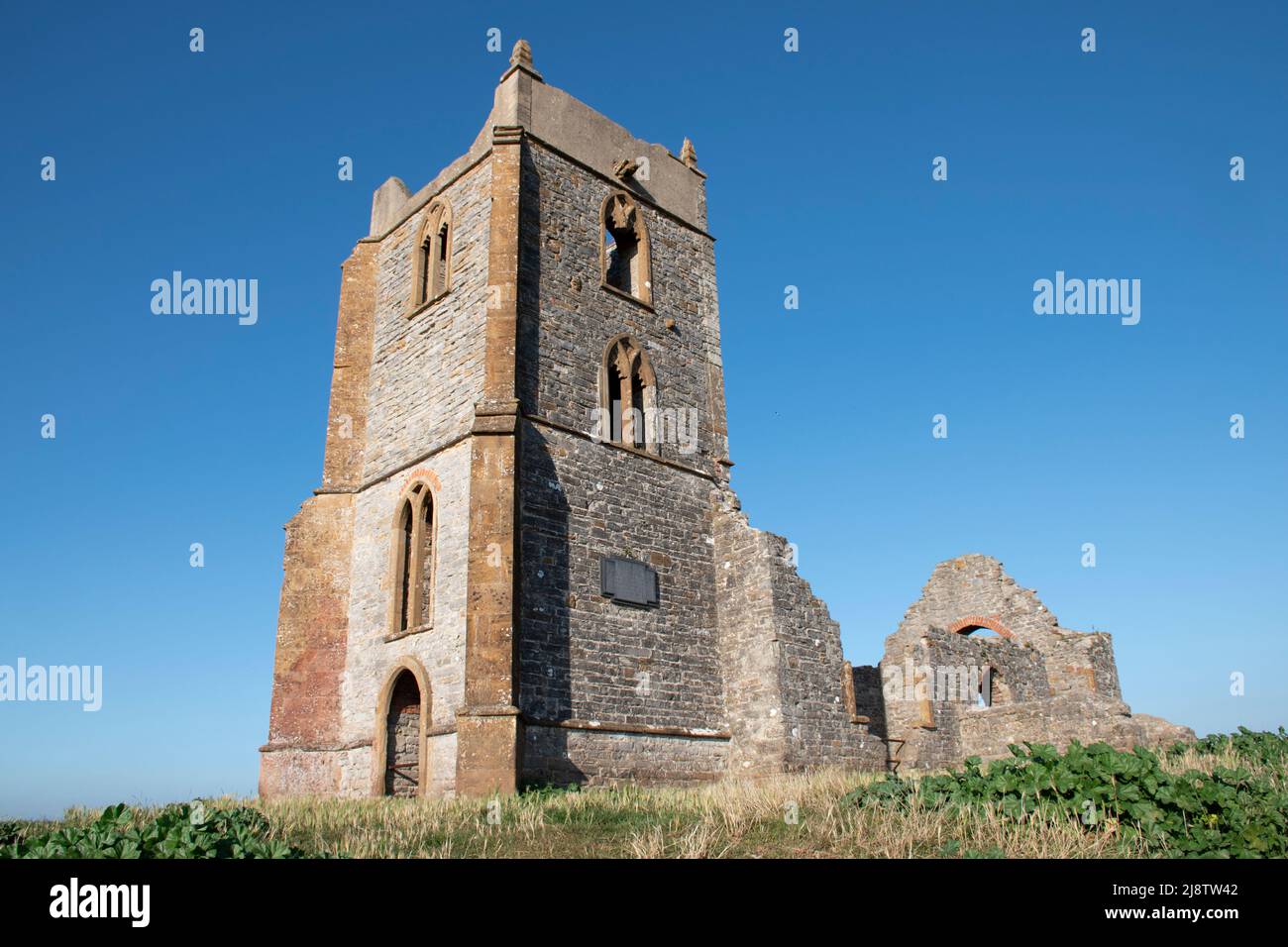 Burrow Mump in the village of Burrowbridge, Somerset Stock Photo - Alamy