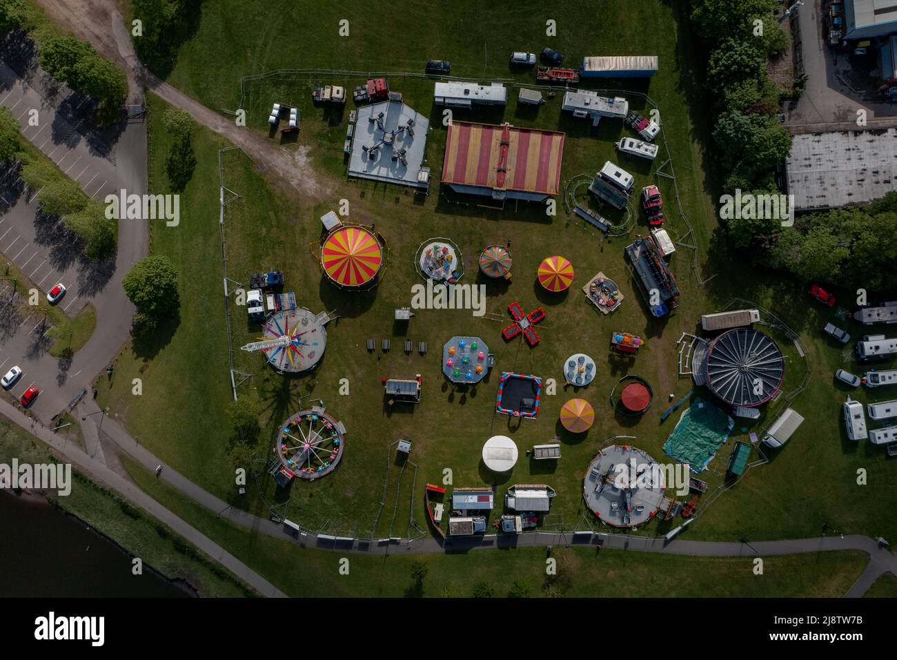 Traveling fun fair drone aerial hi-res stock photography and images - Alamy