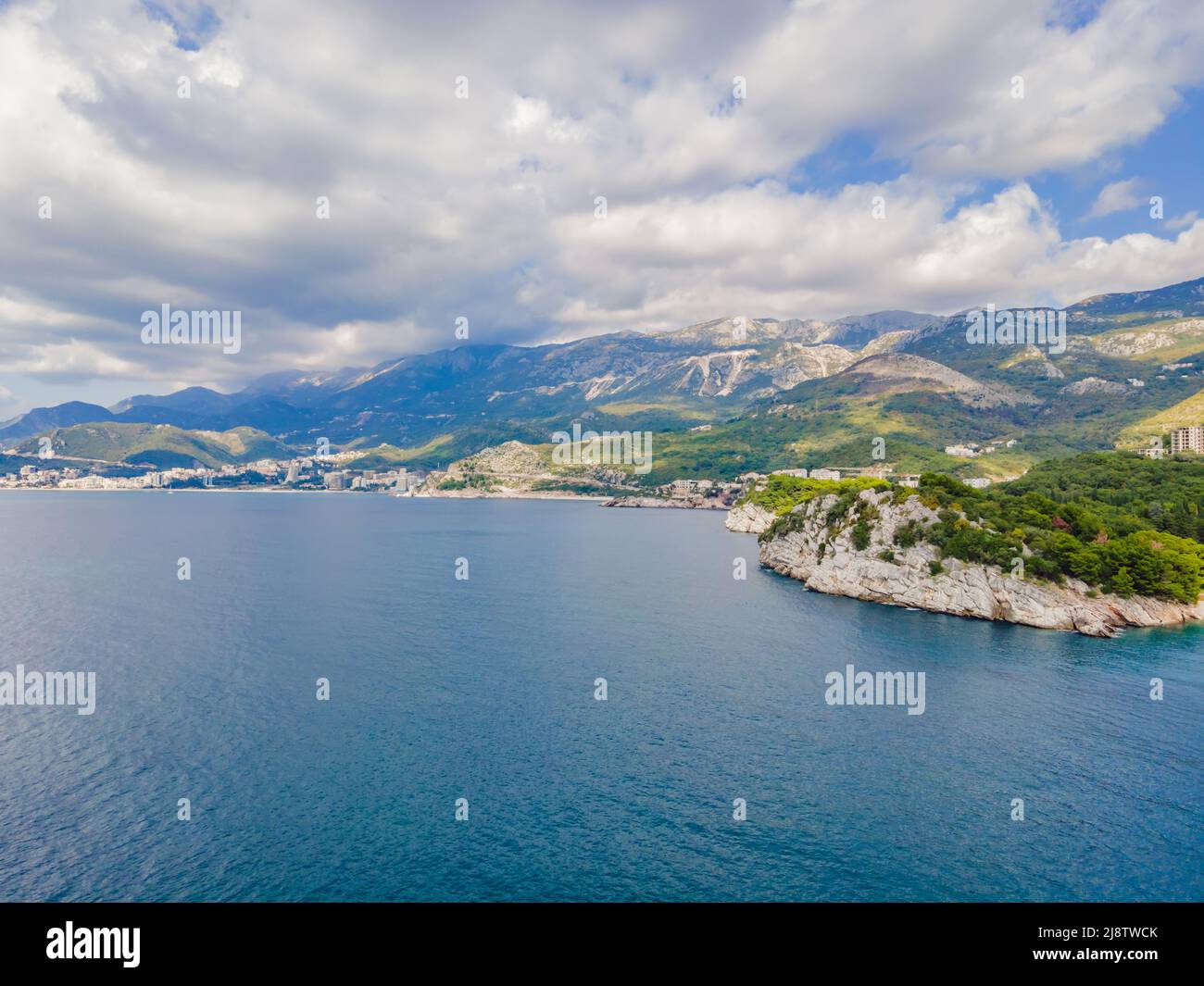 Aerial view of sea waves and fantastic Rocky coast, Montenegro Stock ...