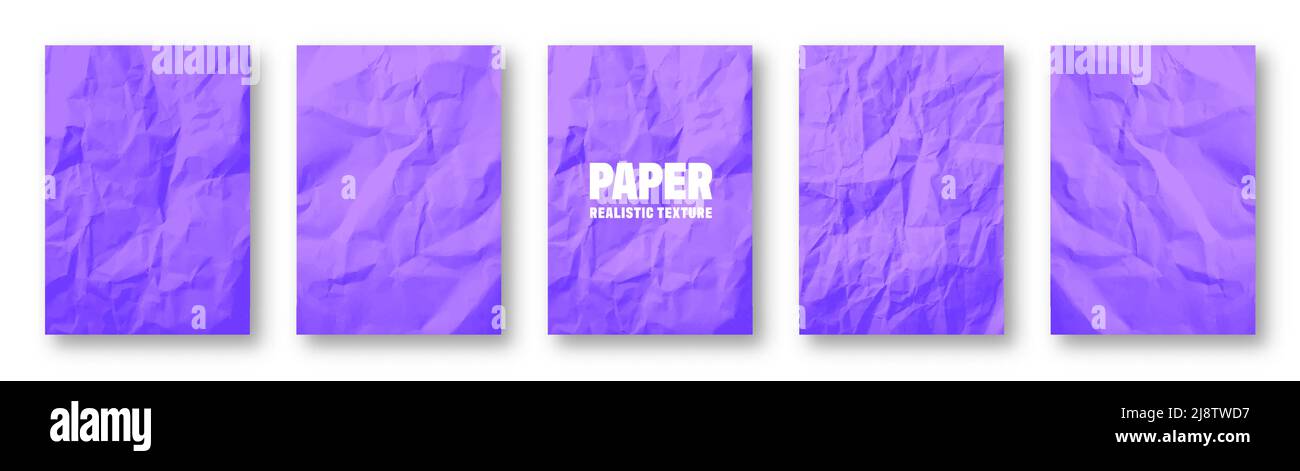 Colorful violet crumpled paper texture. Rough grunge old blank. Colored ...