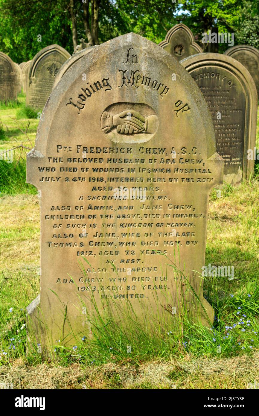 The grave of Private Frederick Chew. Preston Cemetery Stock Photo - Alamy