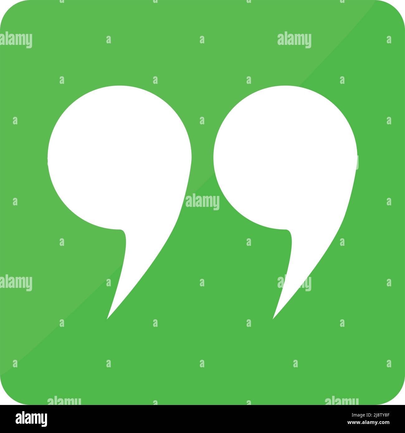 Icon with double quotation marks in green box. Editable vector Stock ...