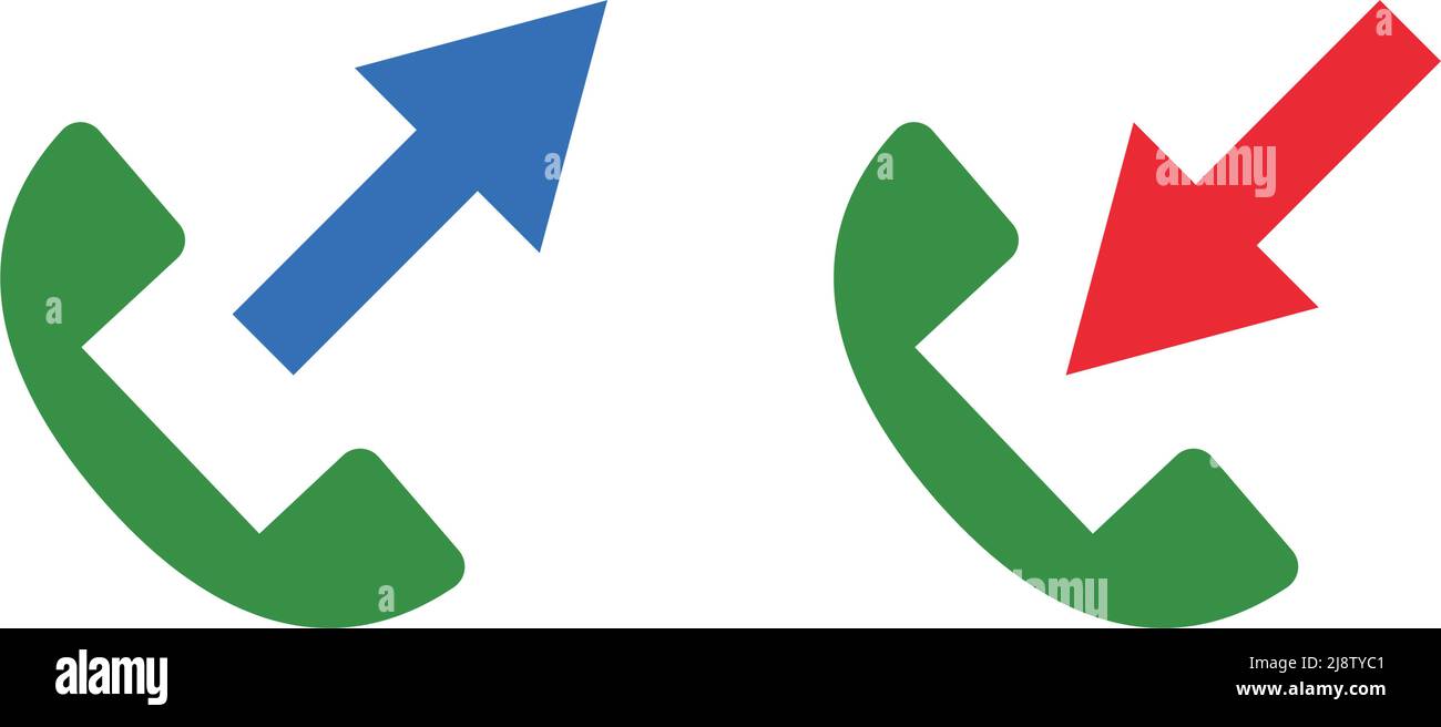 Outgoing phone call and incoming phone call icon set. Editable vector ...