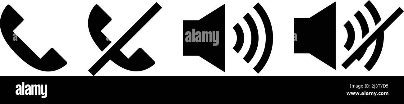 Phone icon and voice icon. Mute for each. Editable vector Stock Vector ...