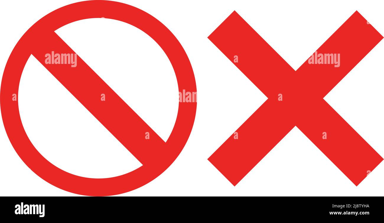 Stop mark and cross mark icon set. Editable vector Stock Vector Image ...